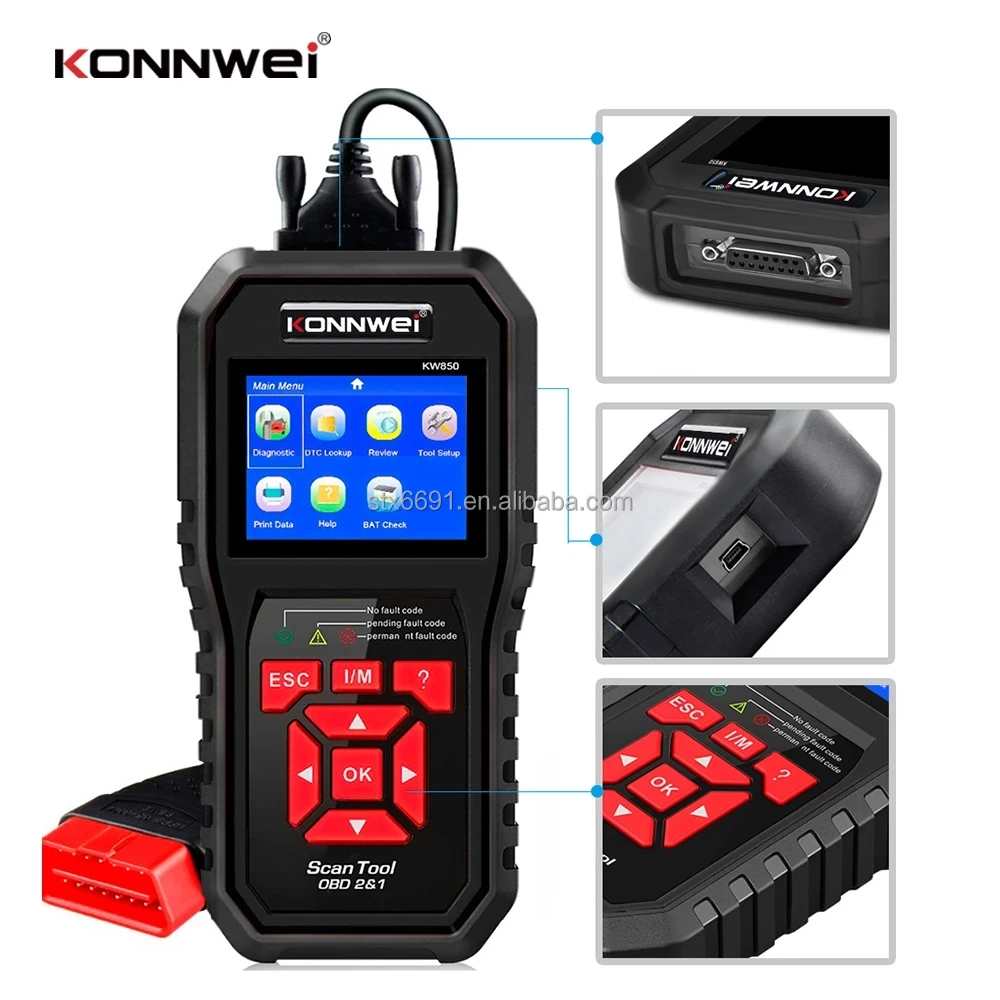 Kw850 Obd 2 Car Scanner Obdii Scanner Obd2 Car Diagnostic Tools Check ...