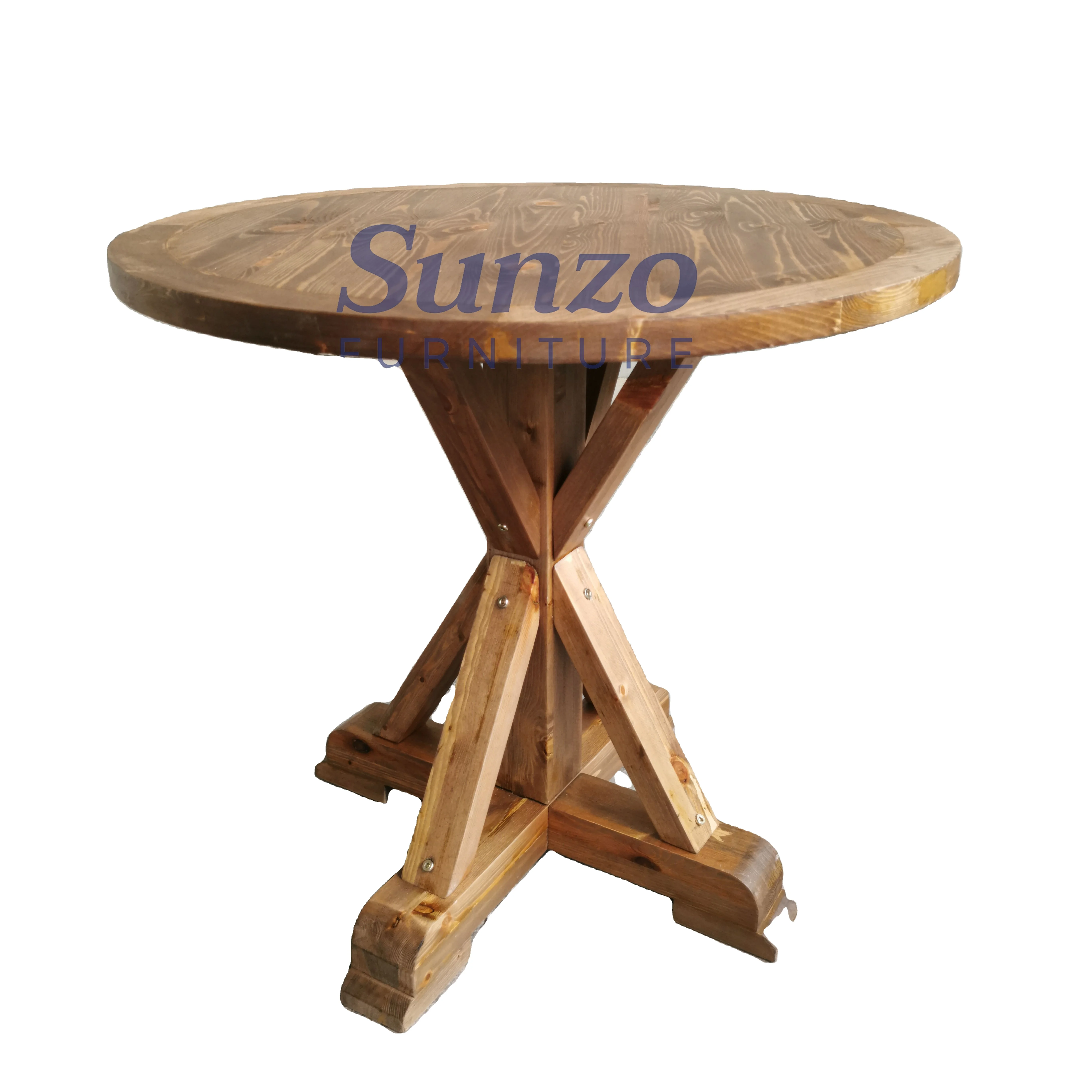 Vintage Rustic Round Farmhouse Table for Banquet Events