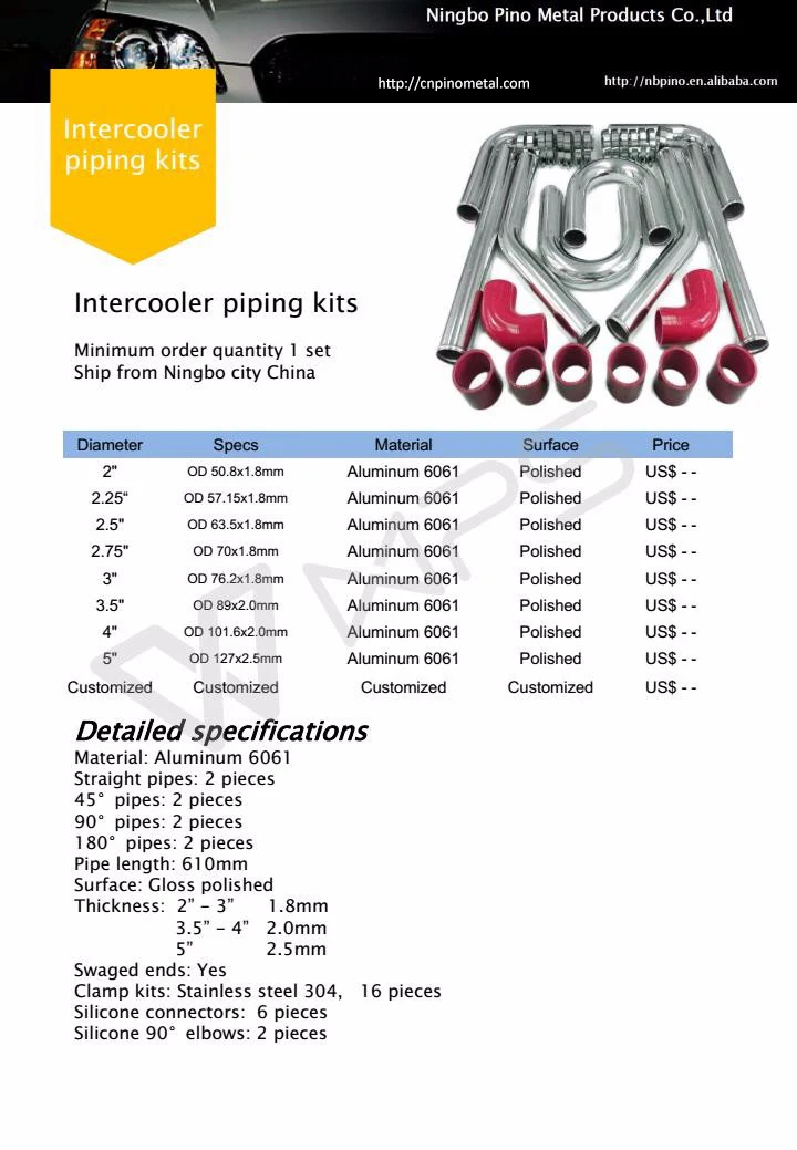 3.5 Inch Pipe Bending Tubing Elbow Aluminum Intercooler Pipe