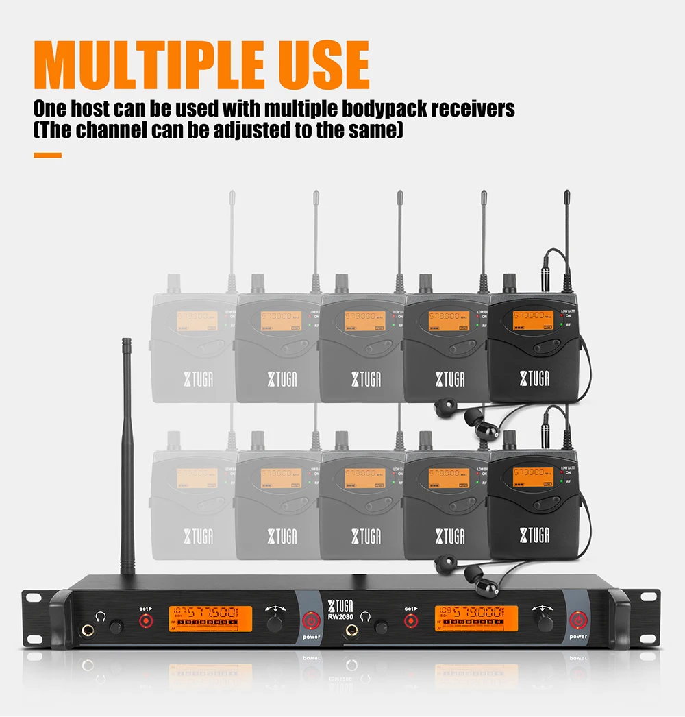 XTUGA RW2080 Wireless in Ear Monitor System for Stage & Studio