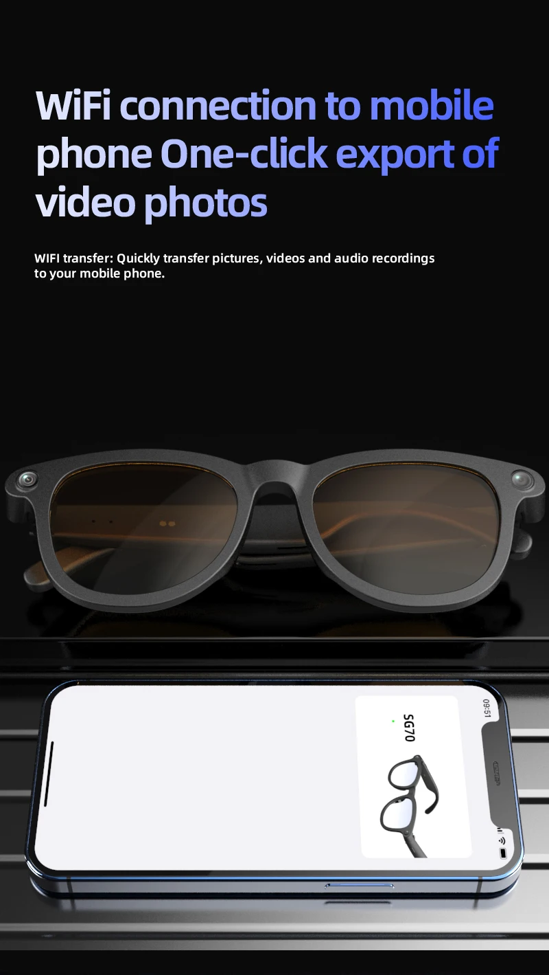 SG702025 ARAI Wearable Fashion Smart Glasses Music smart glasses with ...