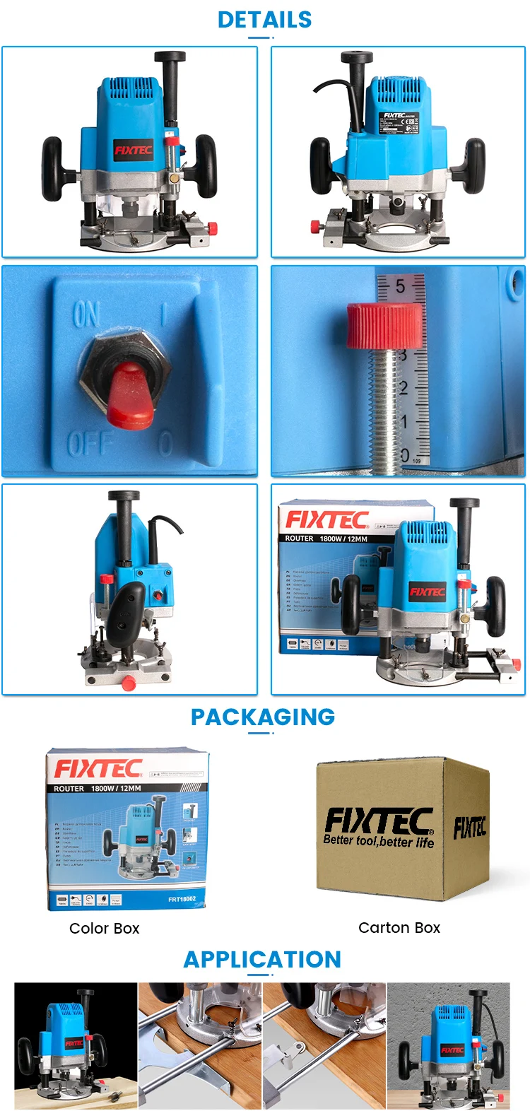 FIXTEC Power Tools 1800W Router - Precision and Efficiency