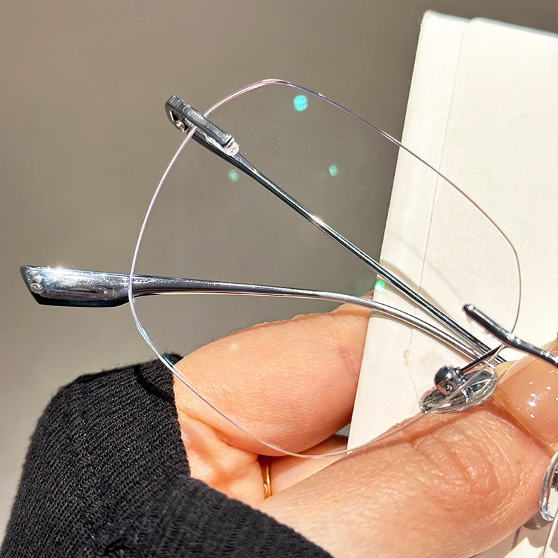 Explosive Ultra-light Rimless Myopia Frames For Men Anti-blue Light ...