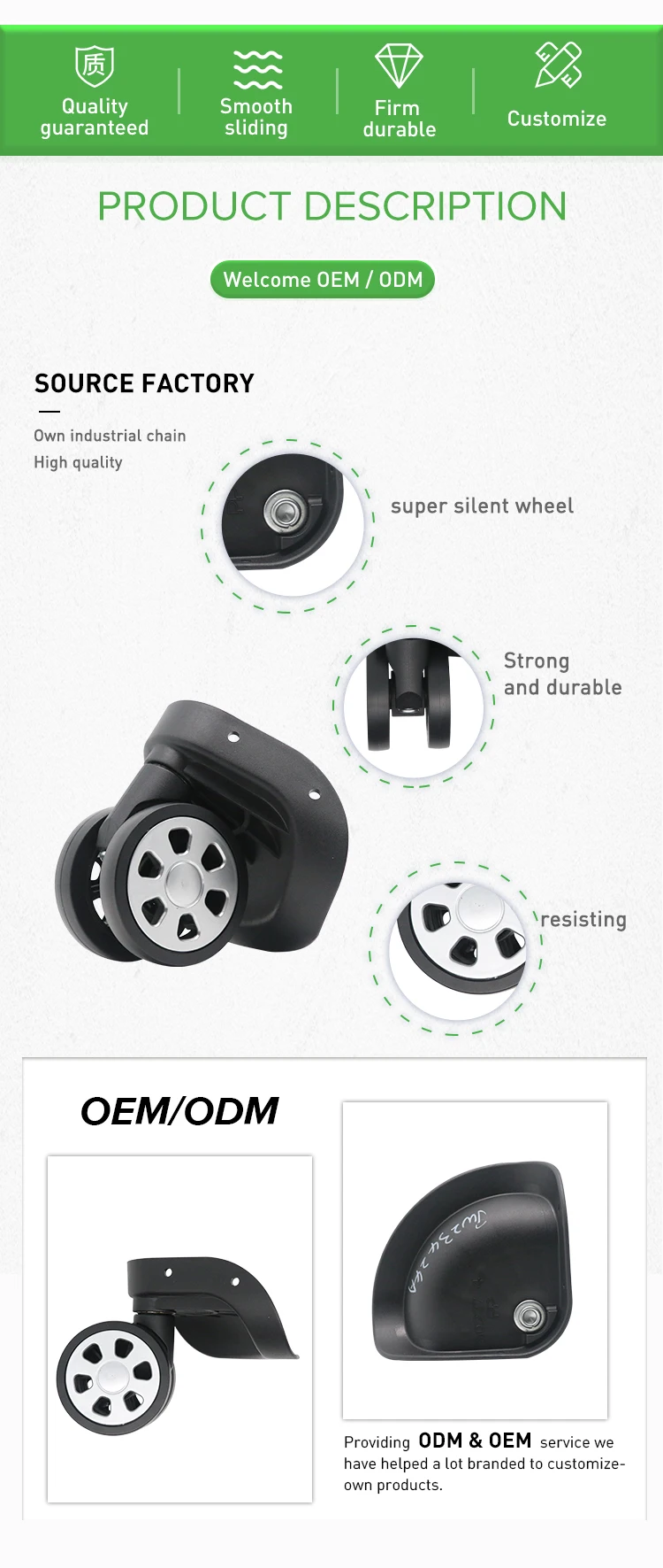 360 Degree Flexible Durable Universal Caster Luggage Accessory