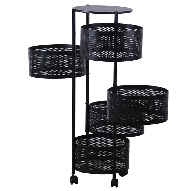 Modern Circle Home Top Notch 5 Tier High Ultility Kitchen Rack Rolling ...