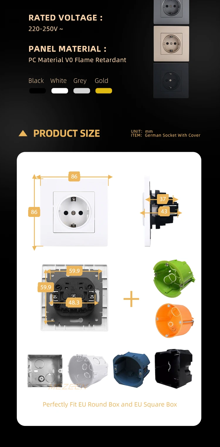 German Standard Electrical Socket 16a 230v Power Socket Oem | Wholesale