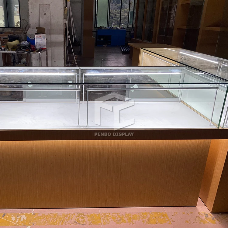 Golden Glass Jewelry Display Cabinet/corner Glass Display Cabinet ...