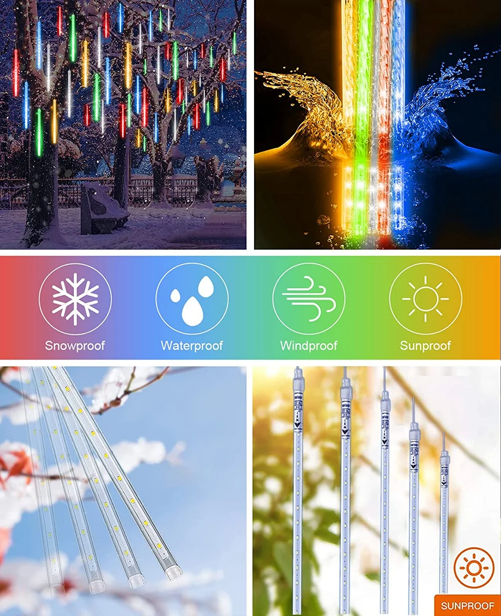 30cm/50cm/80cm Waterproof Tubes Meteor Lights Colorful Meteor Shower ...