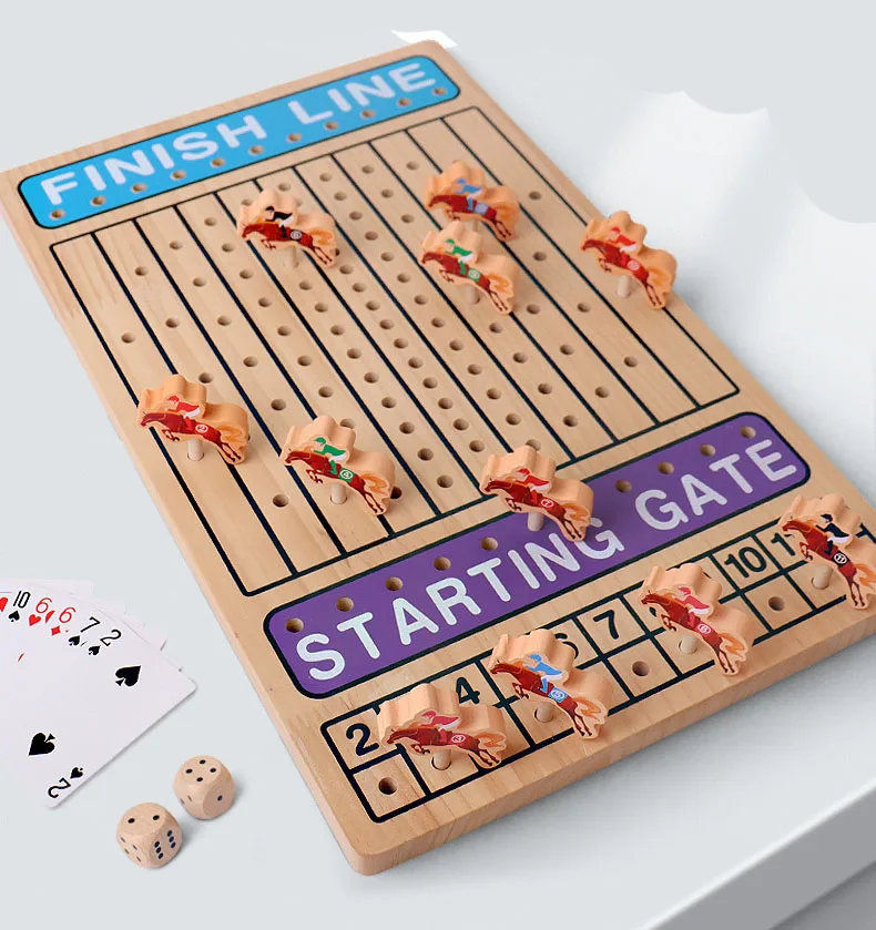 WOODEN HORSE RACING CHESS SET EDUCATIONAL CHESS BOARD TABLE FUN for ...