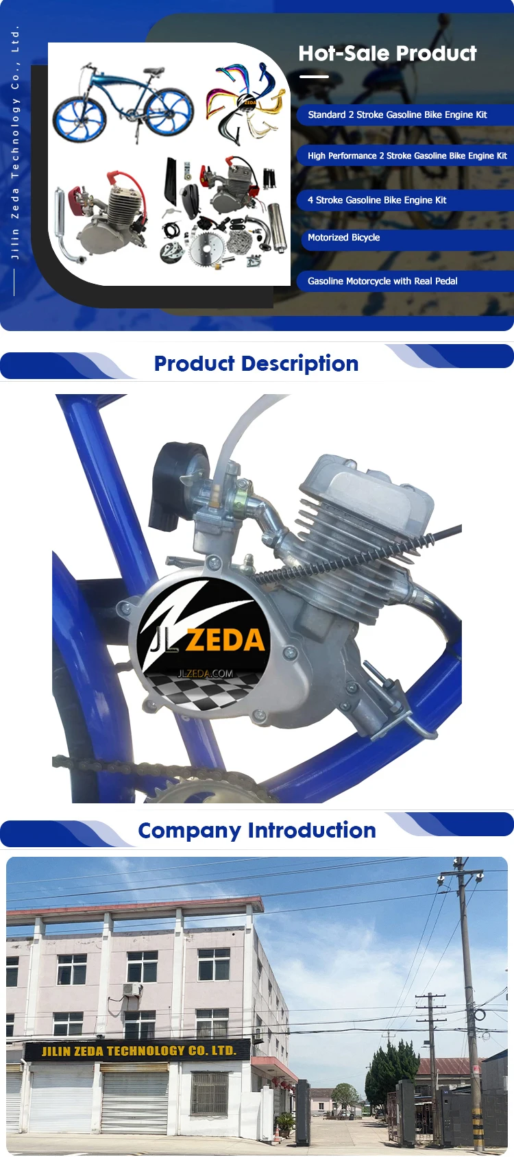 ZEDA Bicycle Engine - 100cc Motor Gas Scooter Kit