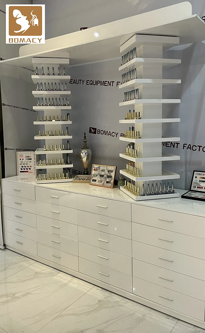 Gel Storage Wood Shelves for Cosmetic Store Klar Rotating Acrylic Art ...