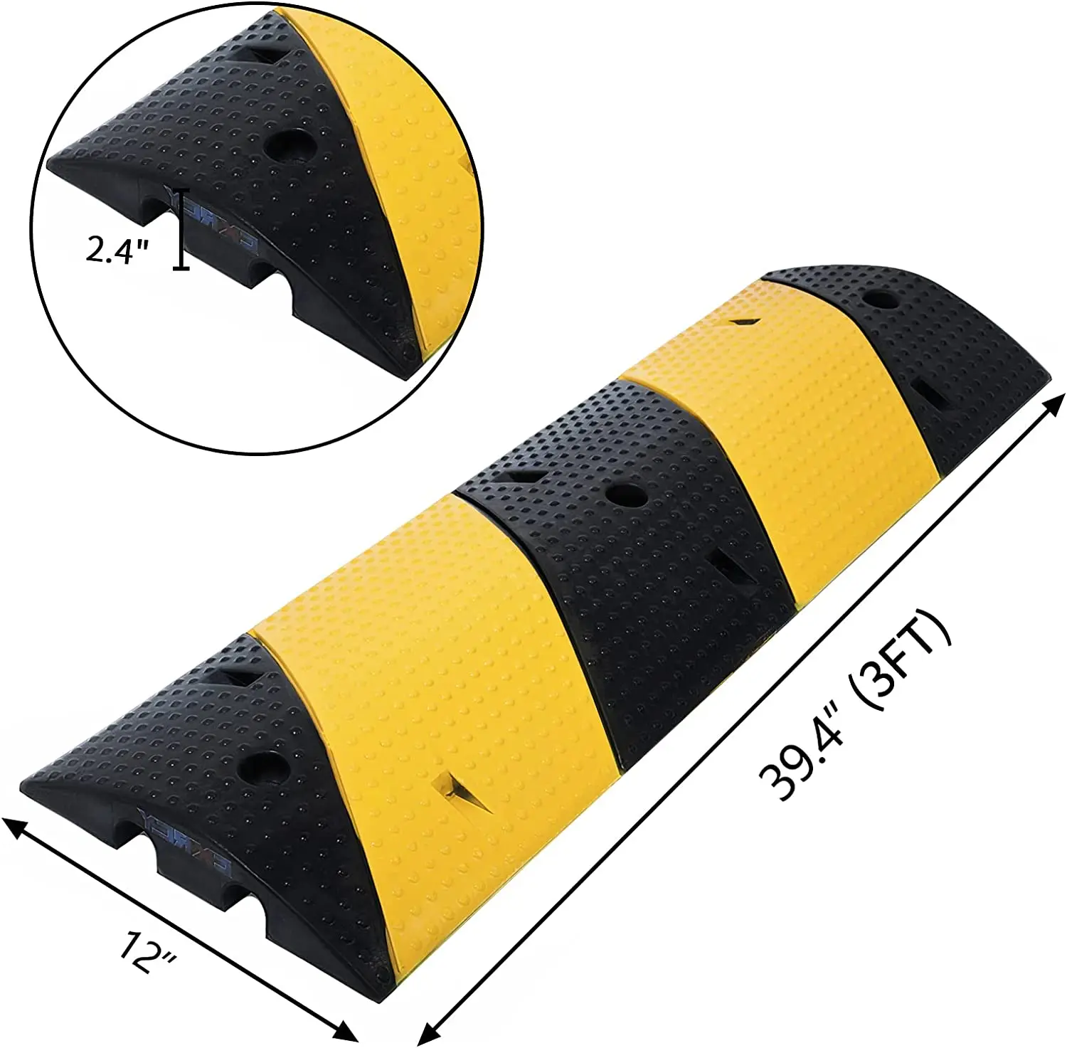 Rubber Speed Bump Cord Line Black/Yellow Diagonal Stripes Traffic Speed ...