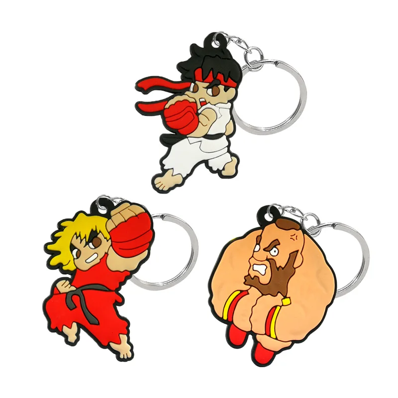 Pvc Keychain Anime Fighter Cartoon Figure Keyring Game Character Key ...
