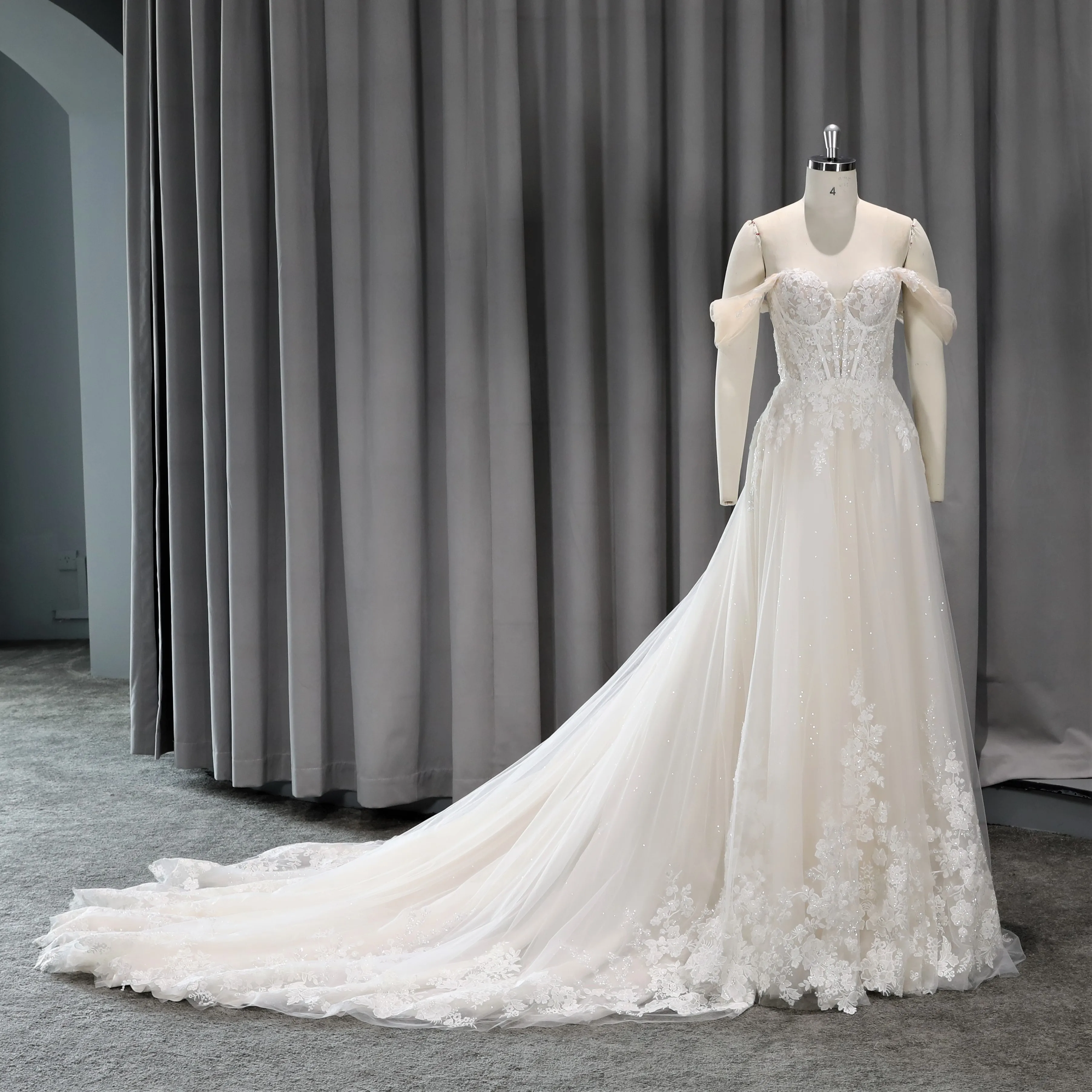 Off-shoulder Wedding Dresses Lace Beading Vestidos De Novia Bridal Gown ...