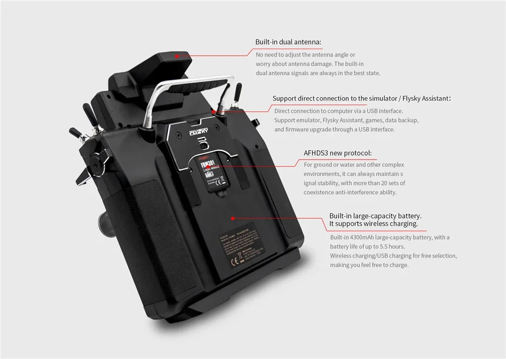 Flysky PL18 EV Paladin Hall Sensor Gimbals AFHDS 3 Radio Transmitter