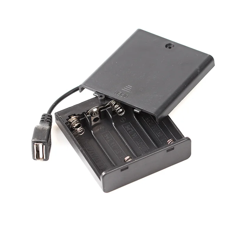 Plastic 6V 4AA 4 AA Battery Holder Box Battery Cell Holder with Cover ...