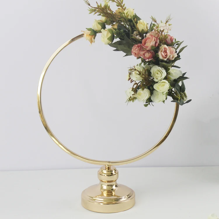 Round Metal Gold Wedding Centerpieces Small Flower Wedding Centerpiece ...
