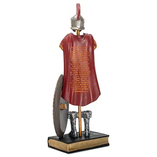 Armor of God Roman Soldier Statue Red Resinstone Tabletop Figurine ...