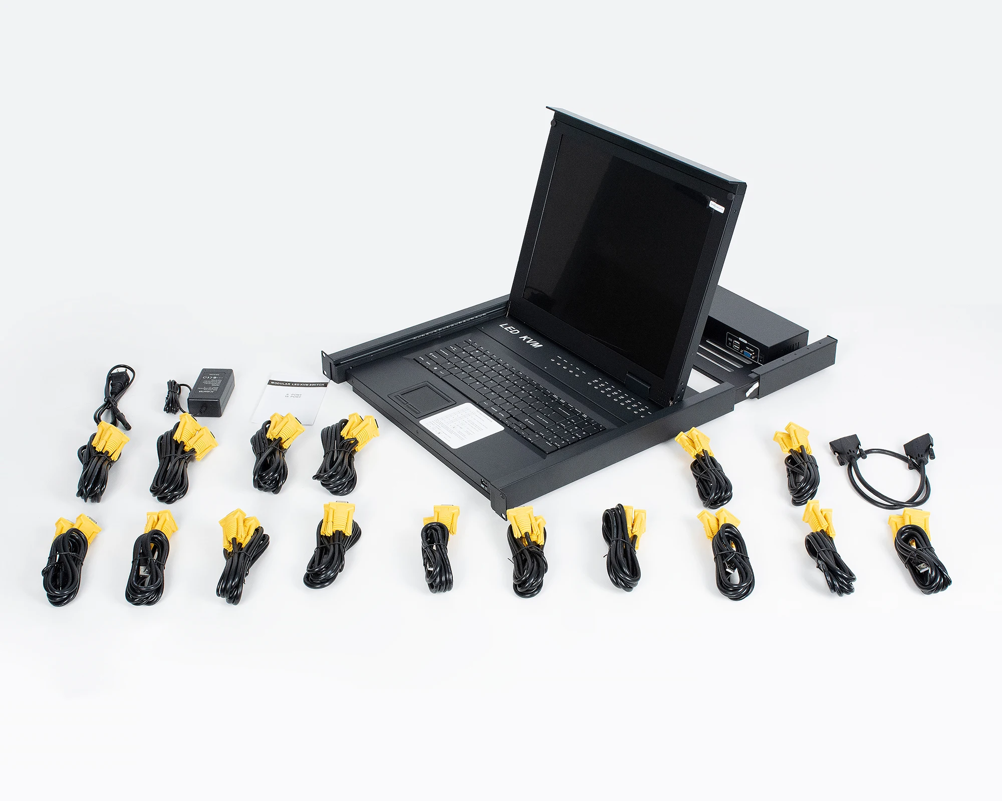 17'' Led 16 Port Rackmount Kvm Switch Console Drawer + 16-pack Cables ...