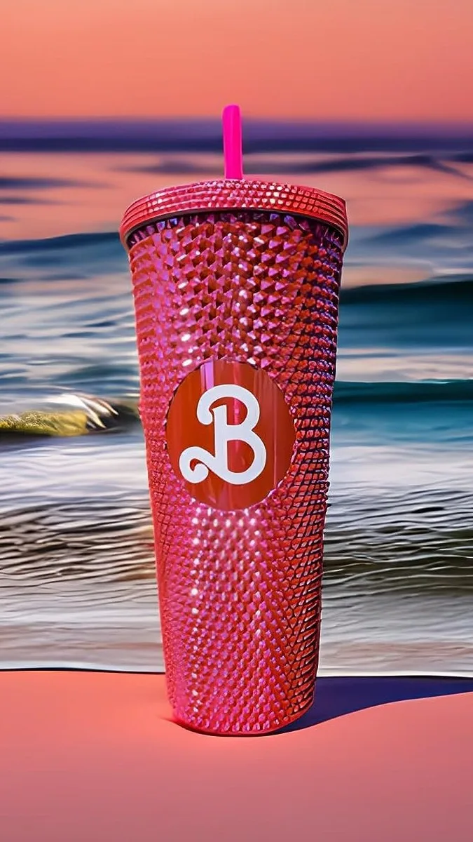 Barbie Diamond Studded Tumbler Bling 24oz Pink Uv Dtf Barbie Tumbler ...