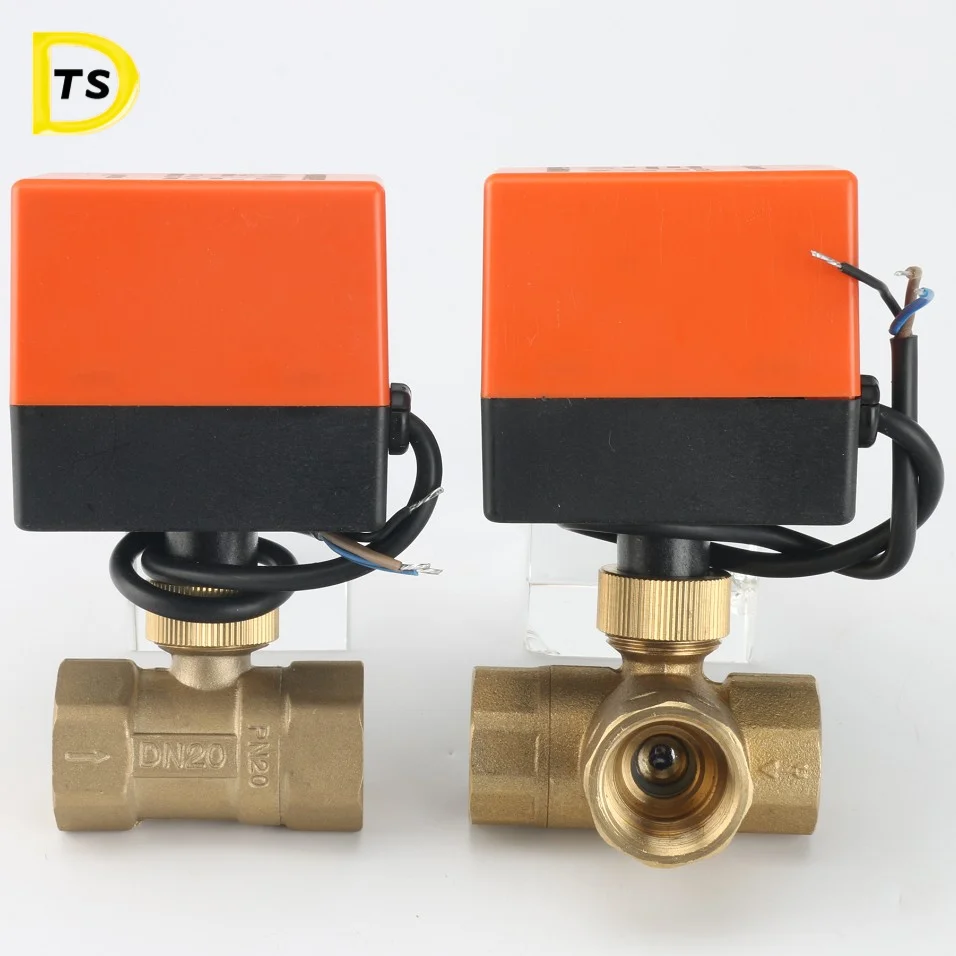 3way 220v Electric Ball Valve Brass Thread Removable Motorized Valve Flow Control Water Ball ...