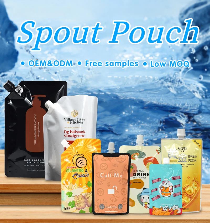 Customized Recyclable Liquid Detergents Refillable Spout Plastic Stand ...