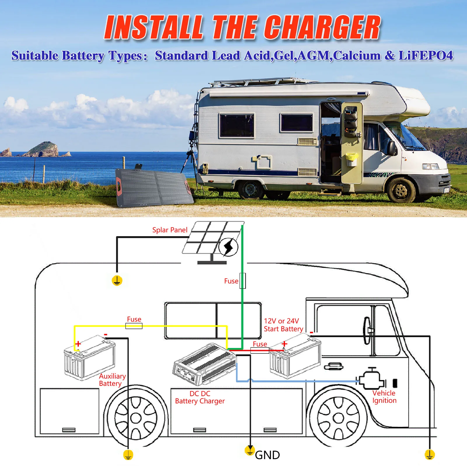 Waterproof 12v 25a Dc To Dc On-board Battery Charger For Rvs Campers ...