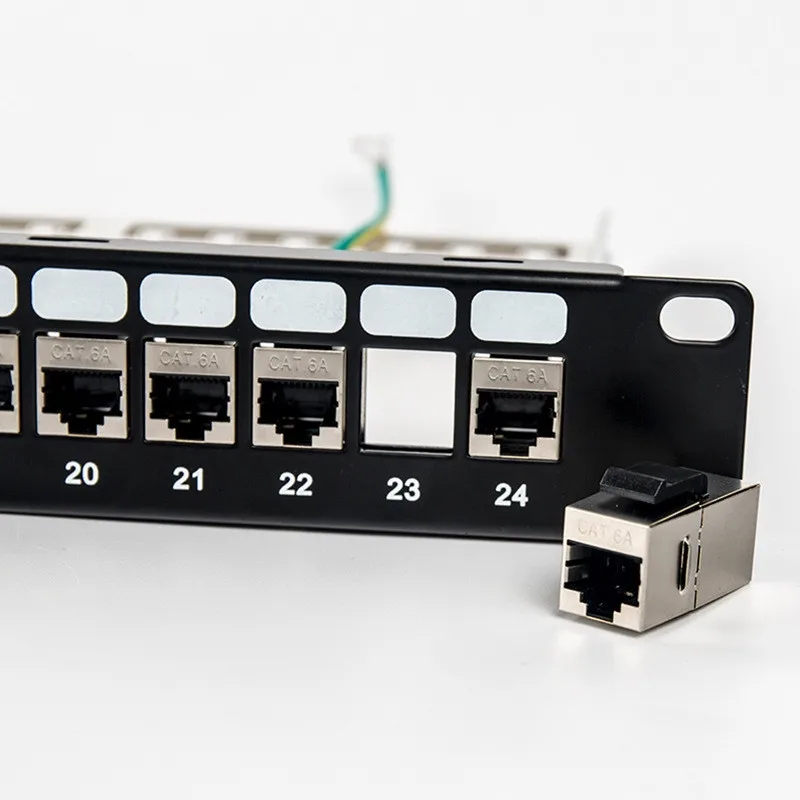 Patch Panel 24 Port Cat6A Cat7 Cat8 STP 19-Inch with Removable Back Bar ...