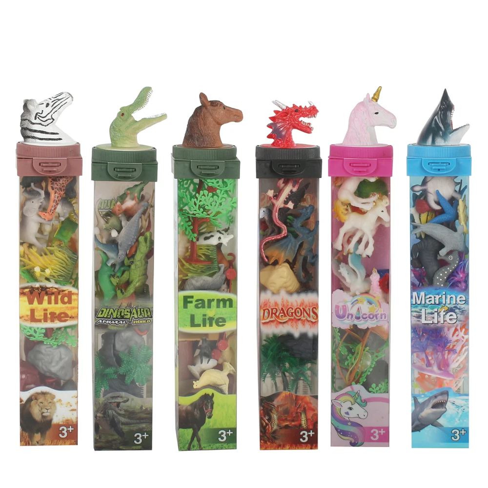 Assorted Mini Animal Figures in PET Tube - PVC Plastic Toy Animals for ...