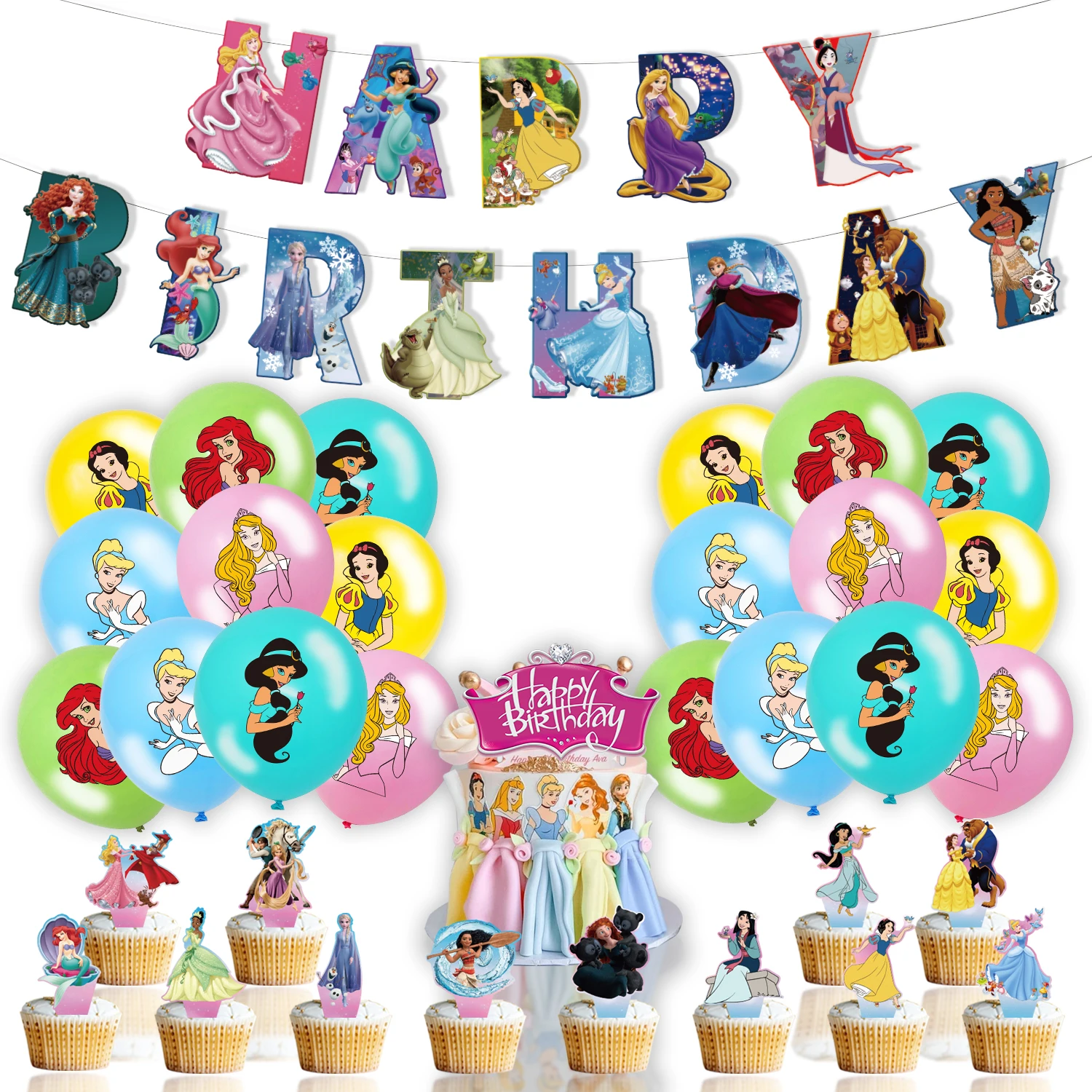 Happybro Seven Princesses Theme Party Decorations Seven Princesses ...