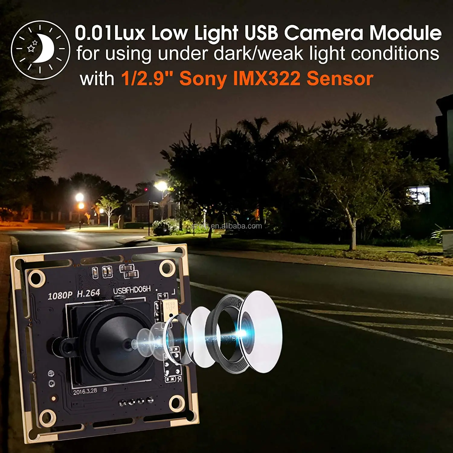 ELP Full HD H.264 1080P IMX322 Pin-Hole Mini USB Camera Module