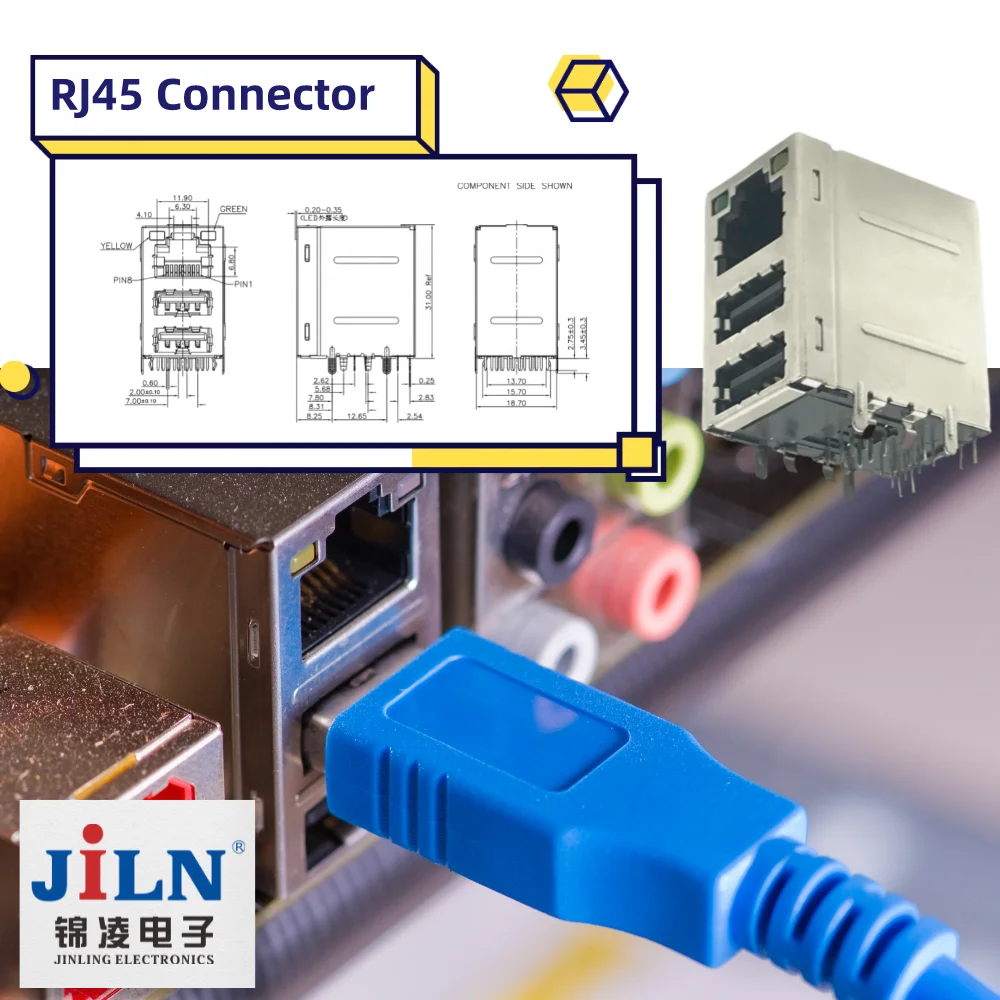 Ethernet Rj45 Lan Wifi Network Rj 45 Socket Connector With Led Light ...