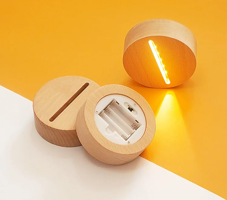 Wooden LED Lamp Bases - Modern, Warm Lighting Solutions