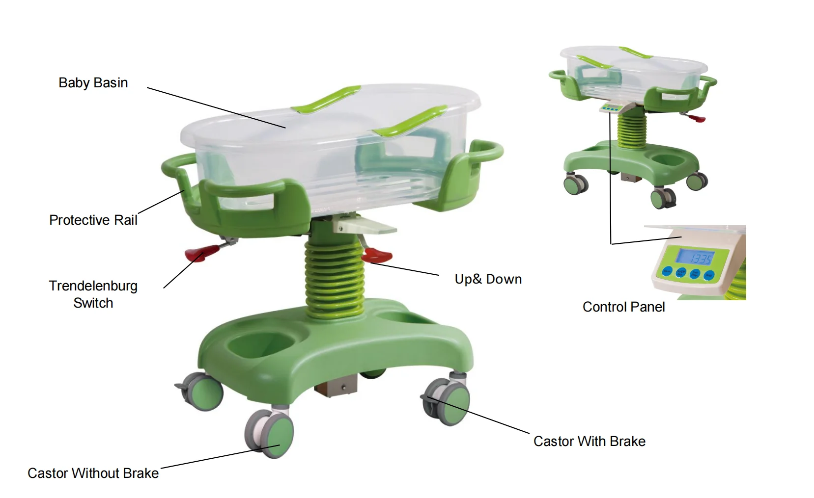 Luxury Multifunction Hospital Baby Bassinet Trolley New Born Baby Cart ...