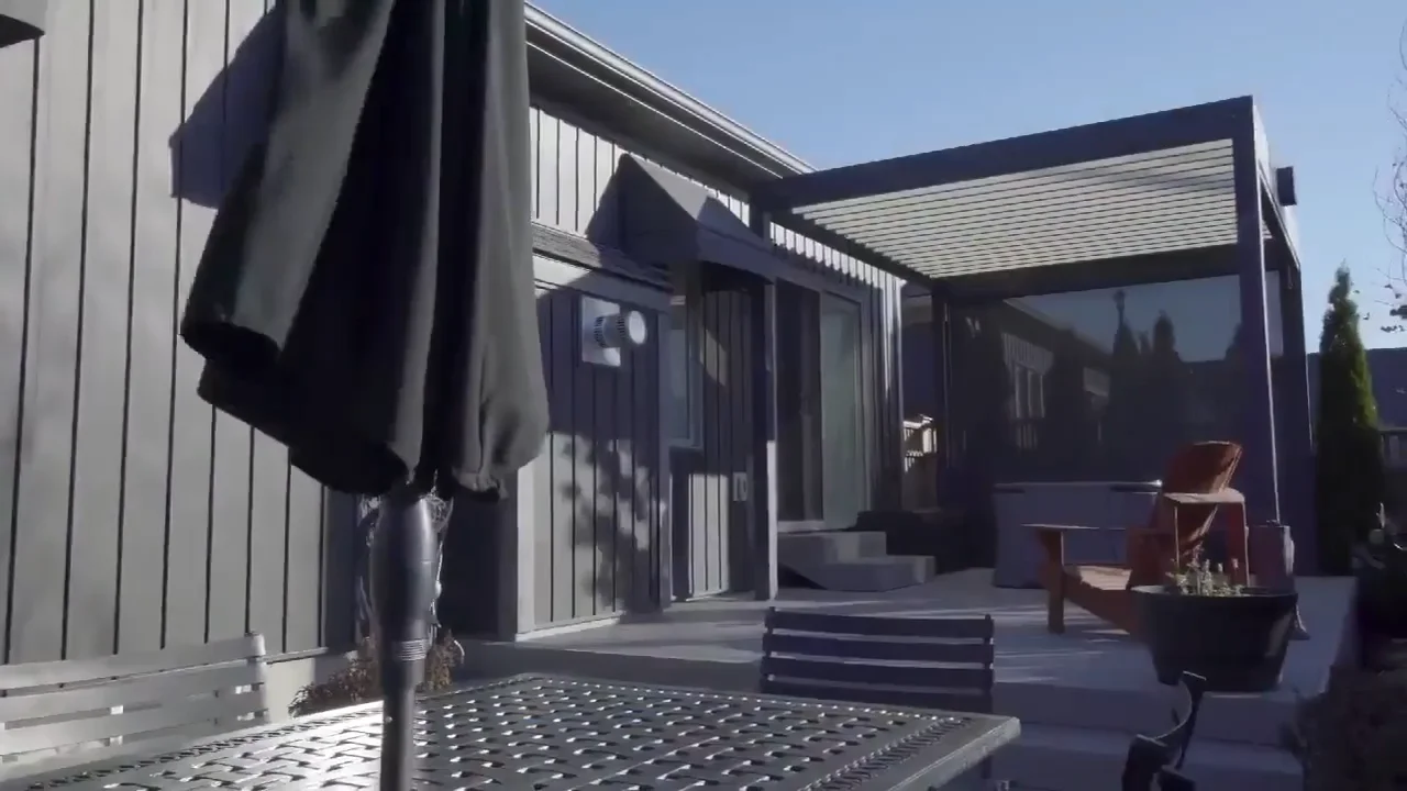 Adjustable Louver Roof Motorized Sun Shade Aluminum Rainproof Electric ...