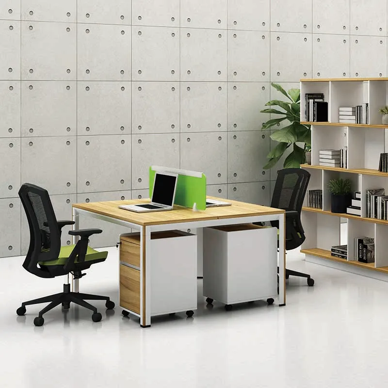2 Person Office Modular Cubicle Desk With Drawer Partition Workstation ...
