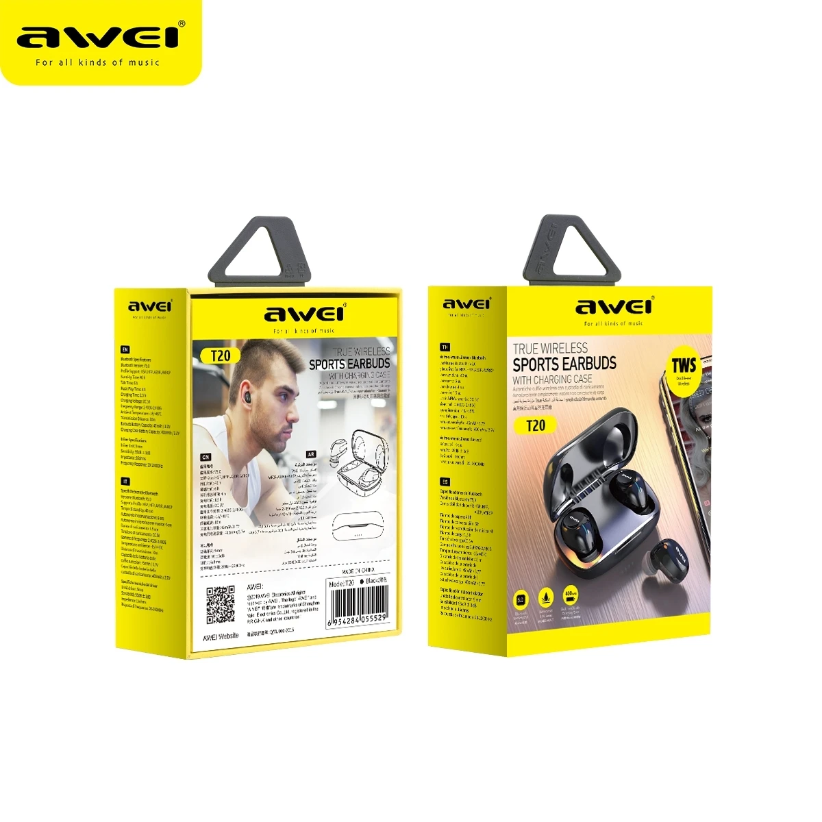 Tws Earphone Awei T20 Wireless Headphones Hifi Stereo Headset Earphones ...