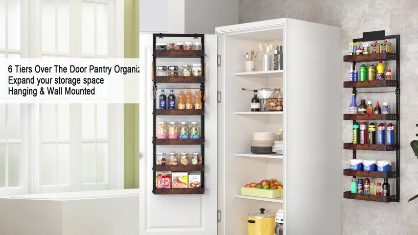Over The Door Pantry Organizer Wall Mounted Layer Spice Rack Metal ...