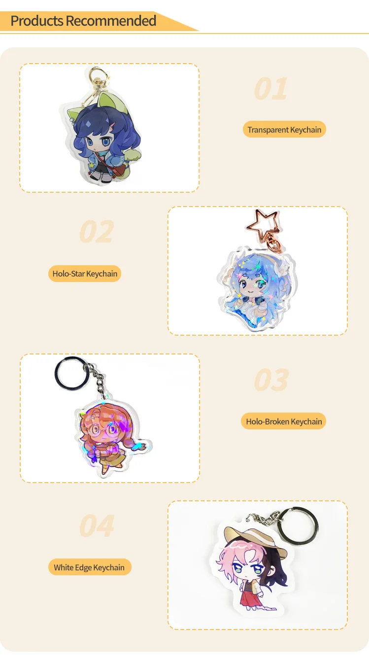 Diy Cute Cartoon Acrylic Keychain With Stainless Steel Uv Printed In 6 ...