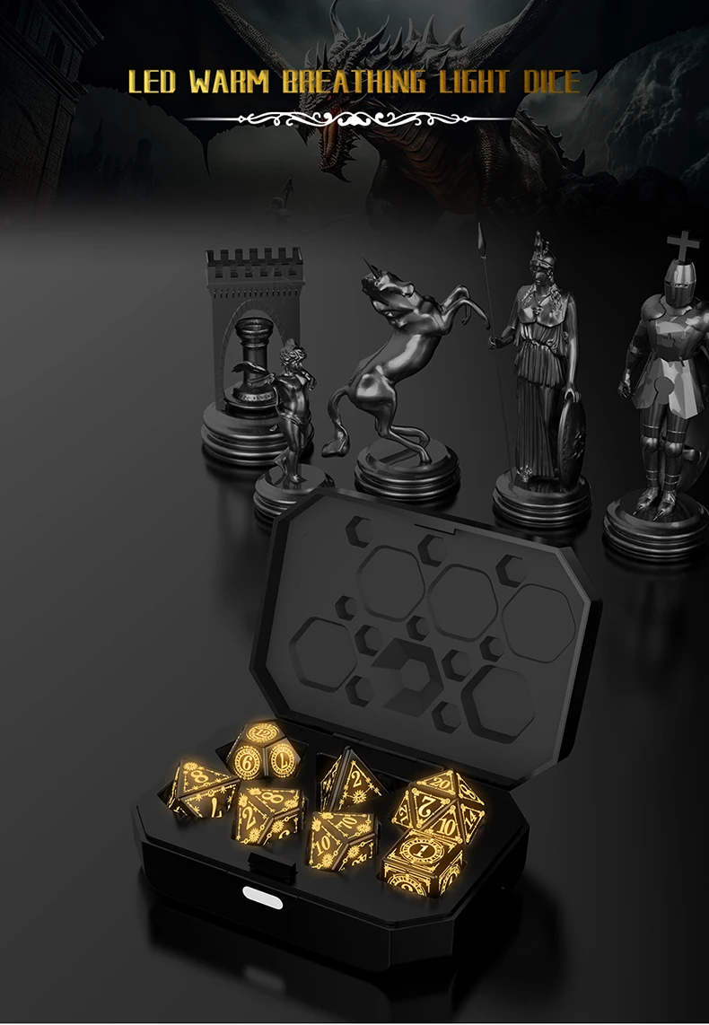 Custom DND Light up Dungeons and Dragons 7pcs Dice Set