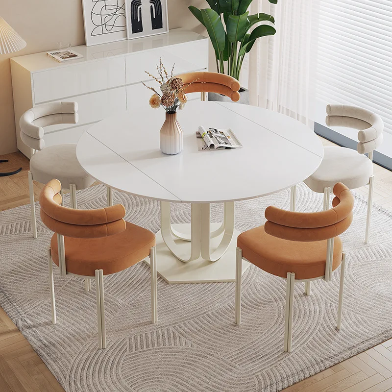 Italian cream dining table and chair combination home small apartment white round and rectangular mesas de comedor