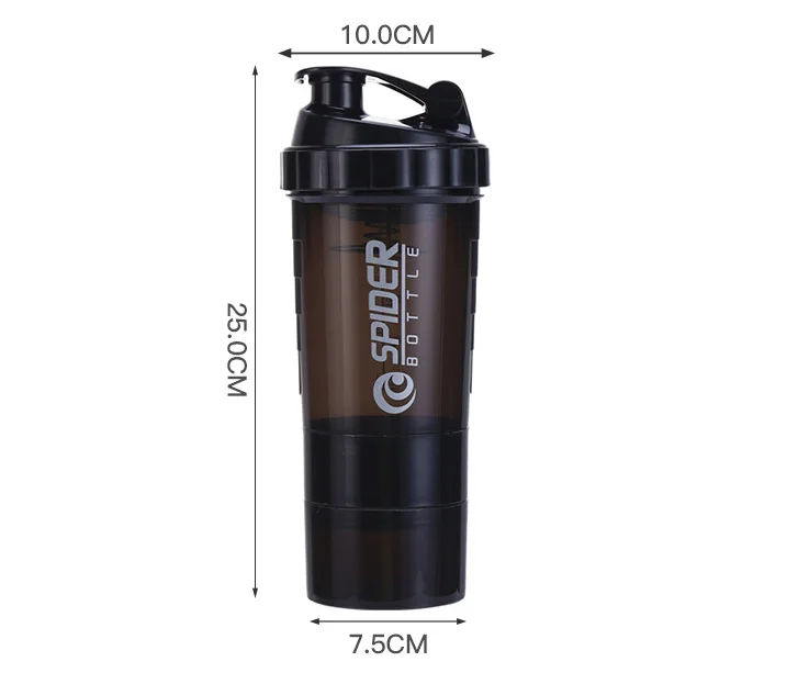 500ml Plastic Three Layers Creative Protein Powder Shaker Cups Mixing ...