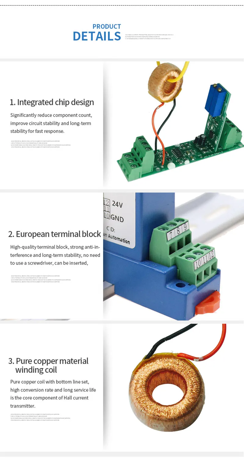 Ac Current Transmitter Module Output 4-20ma Three-phase Perforated Hall 485 Ac/dc Voltage Sensor ...