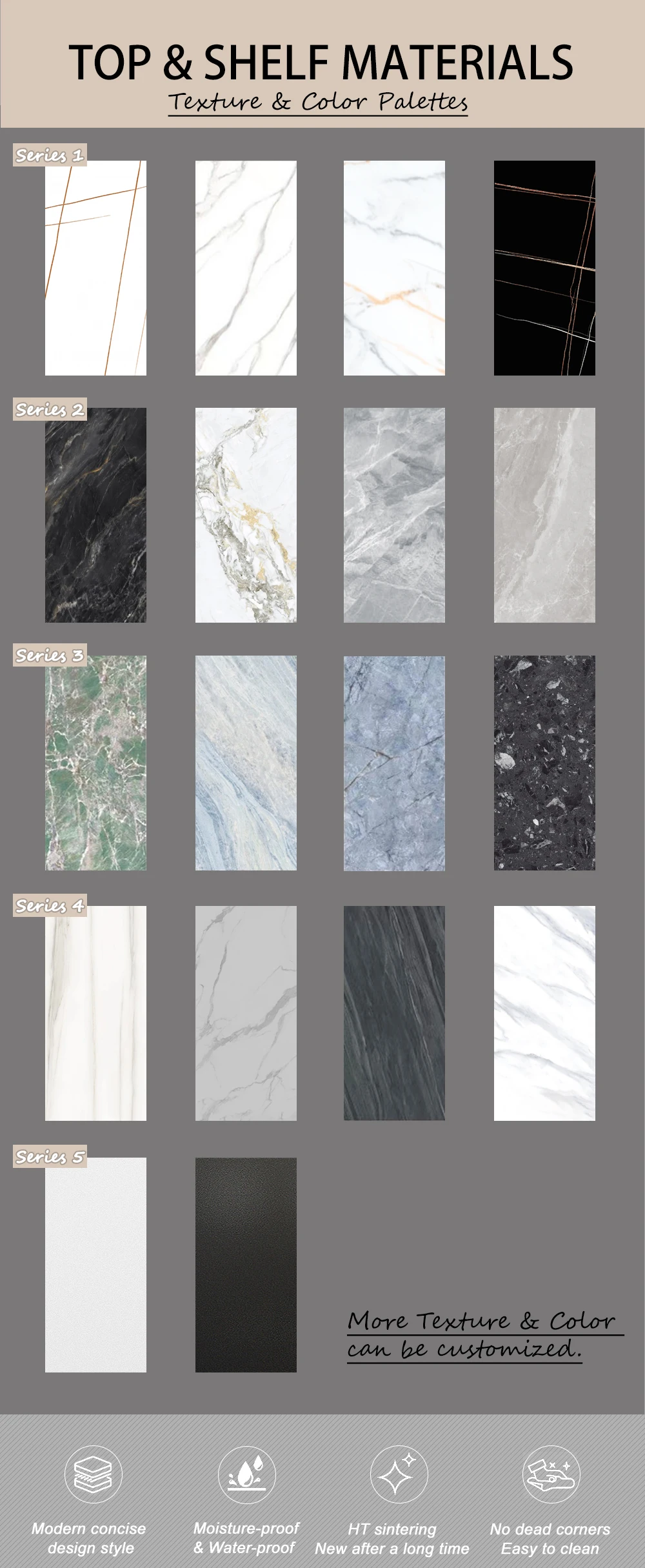 YIDA Bathroom Gary Sintered Stone Integrated Basin Combination Hidden ...