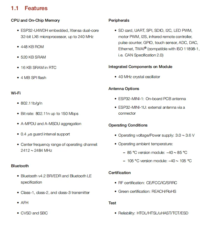 Esp32 S3 Mini 1u N8 Wi Fi Ble 5 0 8mb Flash 32 Bit Dual Core Mcu Module Ipex External Antenna