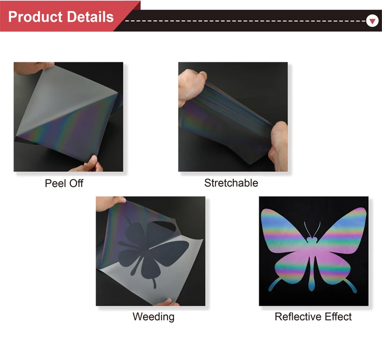 Reflective Htv Logo Vinyl Rainbow Reflective Heat Transfer Vinyl For ...