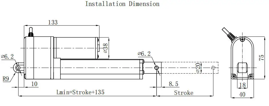 Electric Linear Actuator Dc 12v 1200n 11mm/sec 250mm Linear Actuator ...