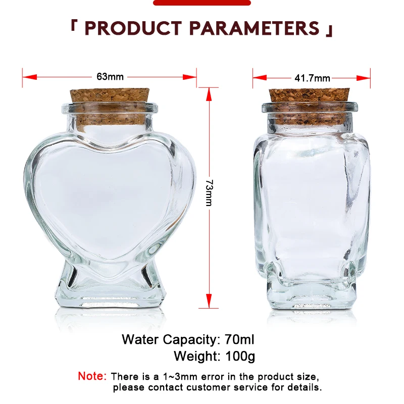 Heart Shaped Glass Bottle - Perfect for Wedding DIY Gifts