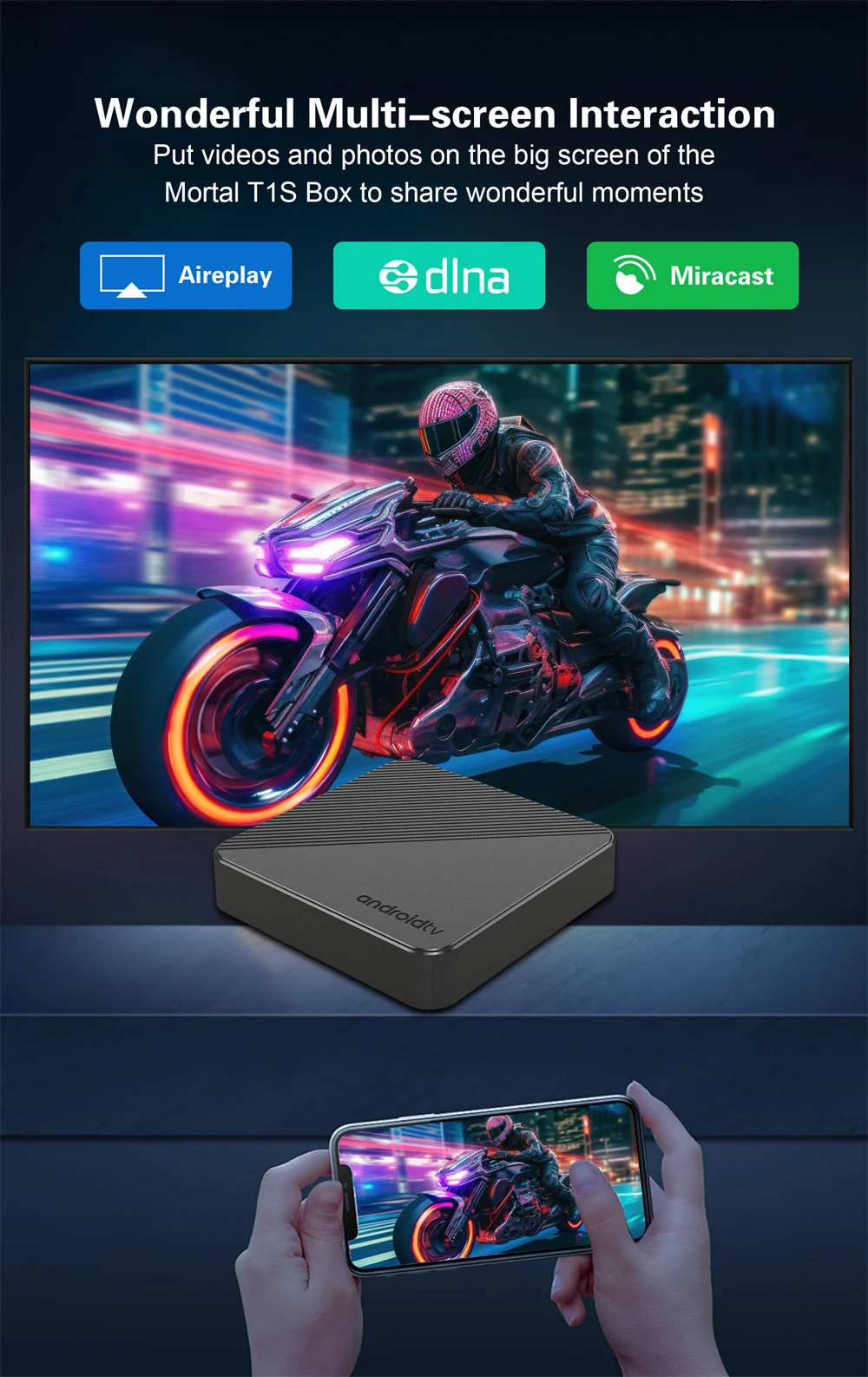 Mortal T1S Android 14 Smart Home Theater TV Box - Allwinner H313