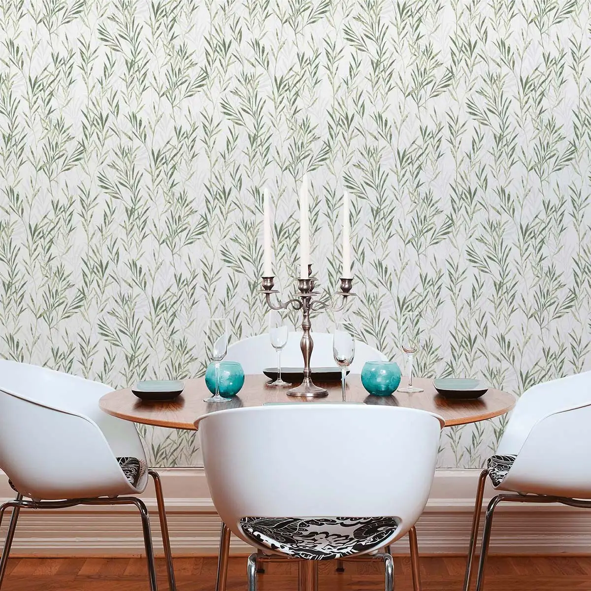 Hot Sale Strippable Spongeable Nature Floral Wallpaper In Green White ...